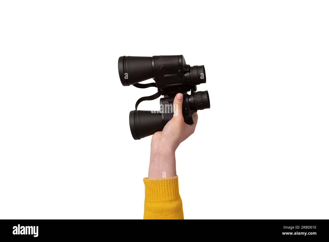 binoculars in hand isolated on white background, search concept Stock ...