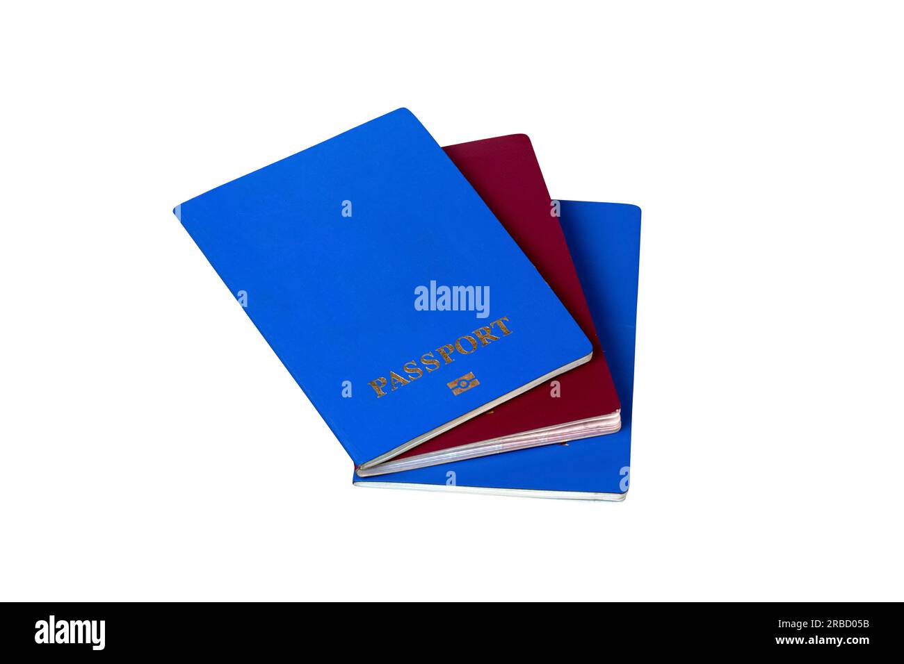 three passports isolated on white background, concept travel around the ...