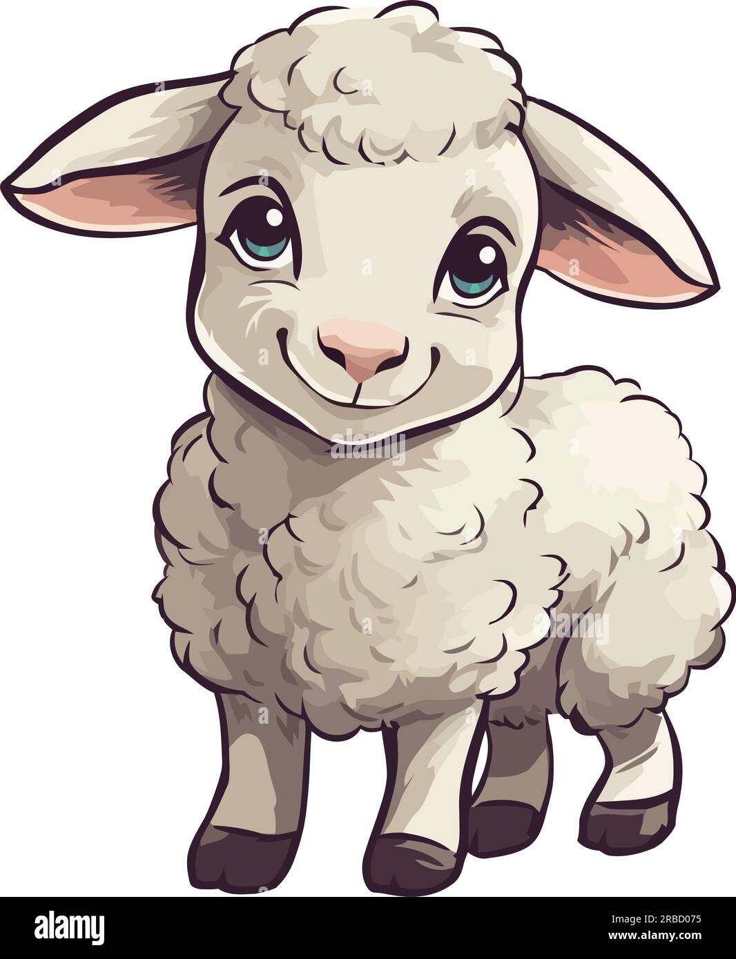 Cute lamb grazing on white background Stock Vector Image & Art - Alamy