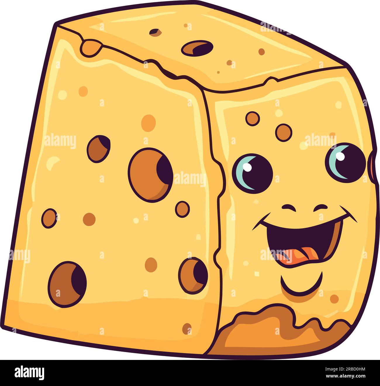funny cartoon cheese slice on white background Stock Vector Image & Art ...
