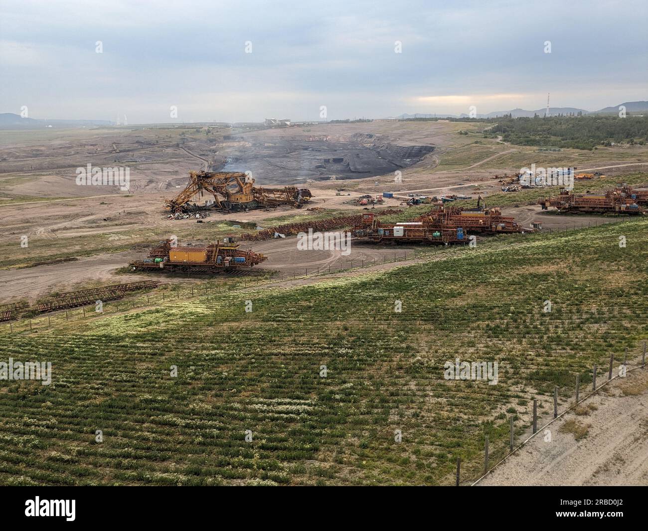 huge bucket wheel excavator being disassembled to scrap metal after ...