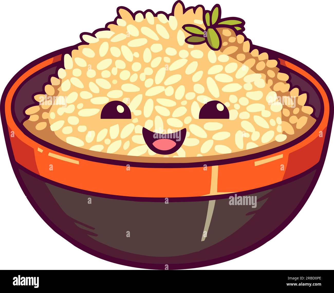 Cute cartoon rice bowl enjoys Stock Vector Image & Art - Alamy