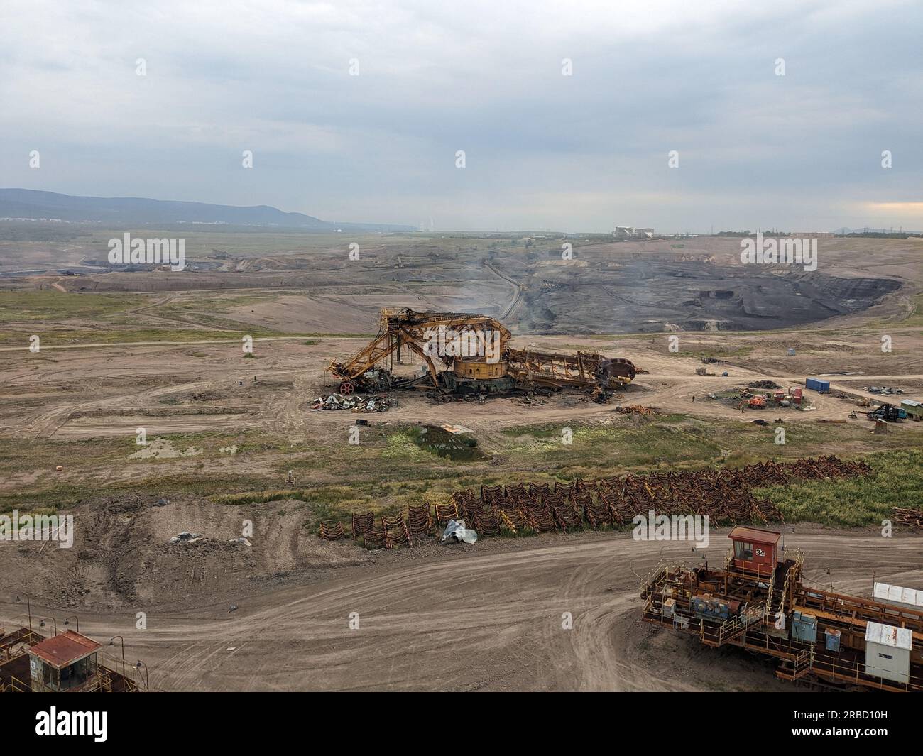 huge bucket wheel excavator being disassembled to scrap metal after ...