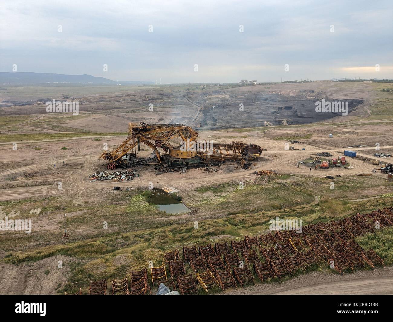 huge bucket wheel excavator being disassembled to scrap metal after ...