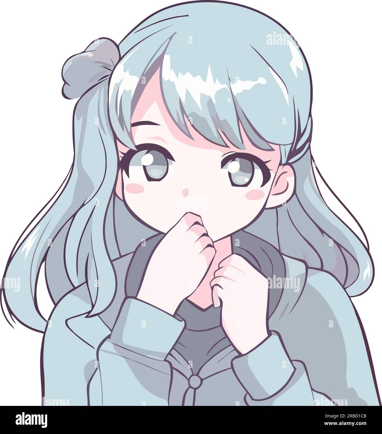 Anime girl with long hair smiles cheerfully Stock Vector Image & Art ...