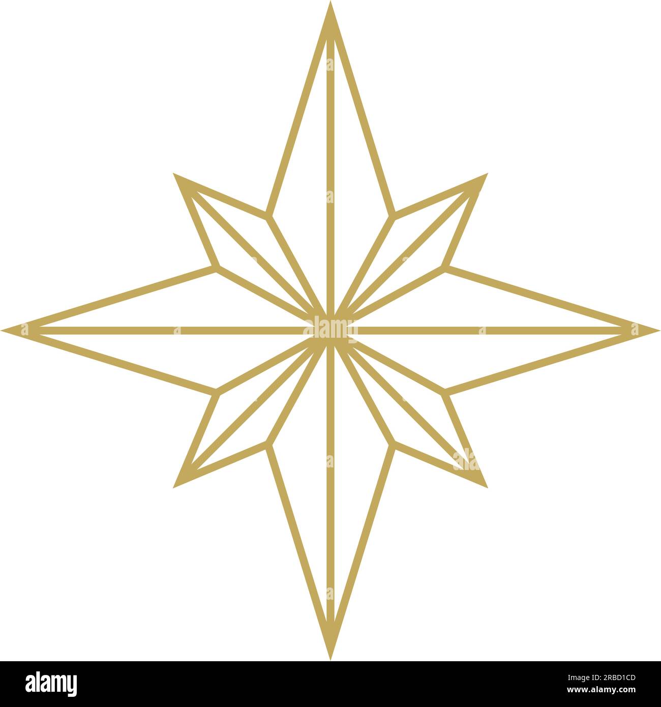 Christmas Star abstract outline vector in Gold. Isolated Background ...