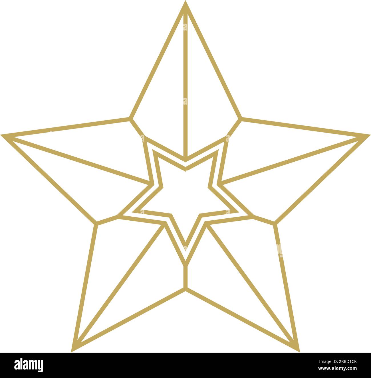 Christmas Star abstract outline vector in Gold. Isolated Background ...