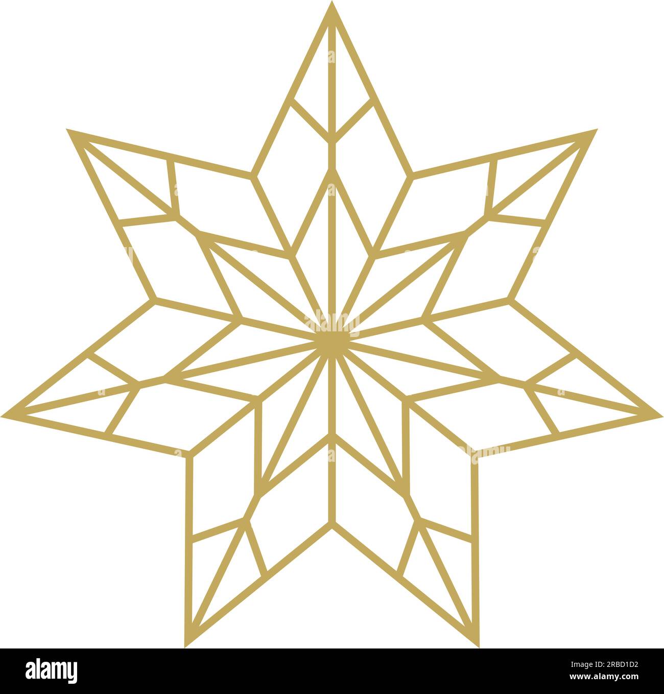 Christmas Star abstract outline vector in Gold. Isolated Background ...