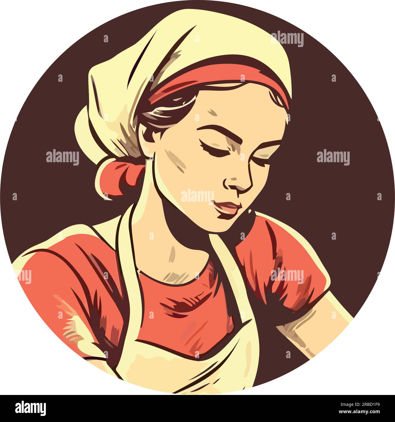 Cute cartoon woman in apron and hat Stock Vector Image & Art - Alamy