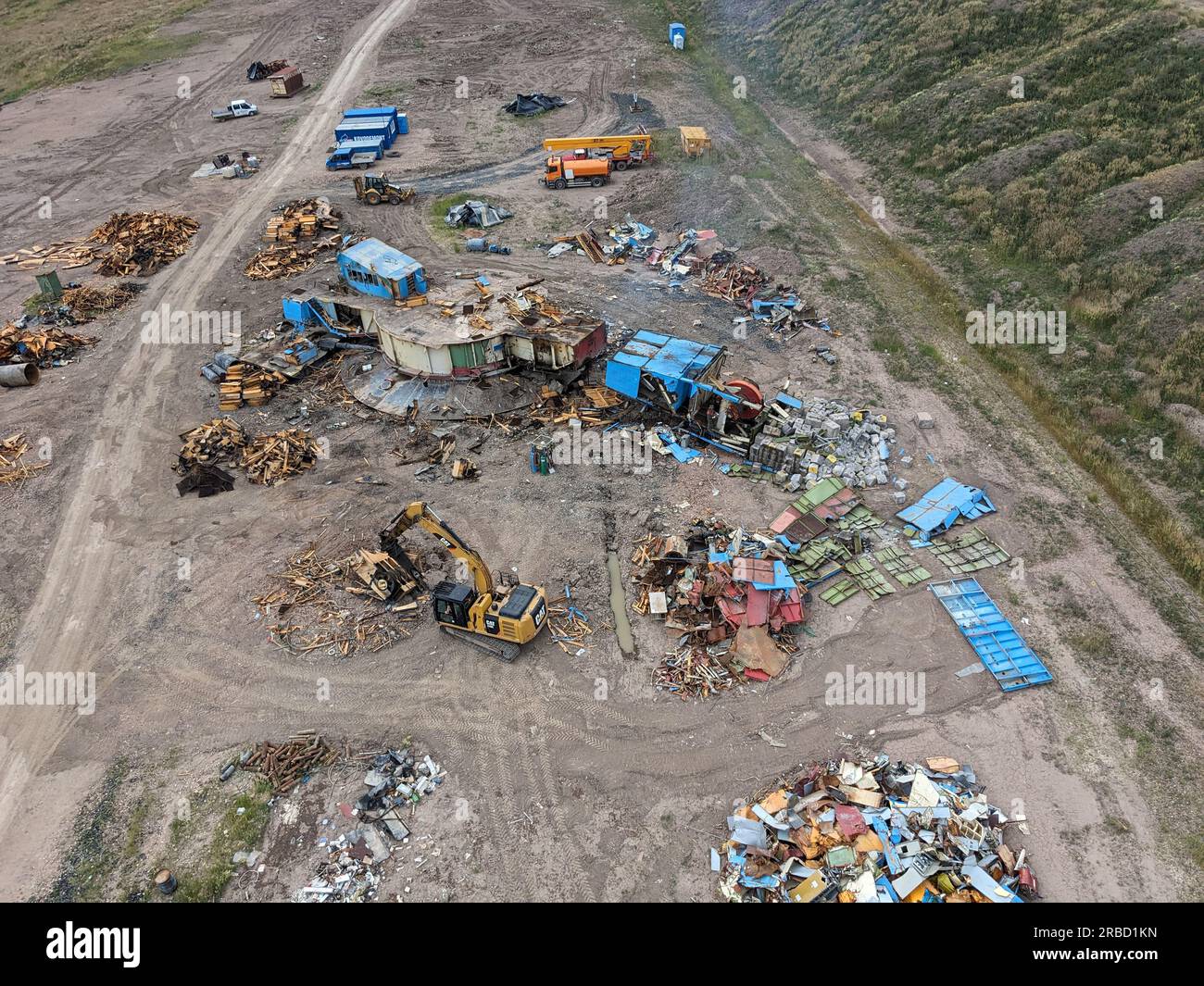 huge bucket wheel excavator being disassembled to scrap metal after ...