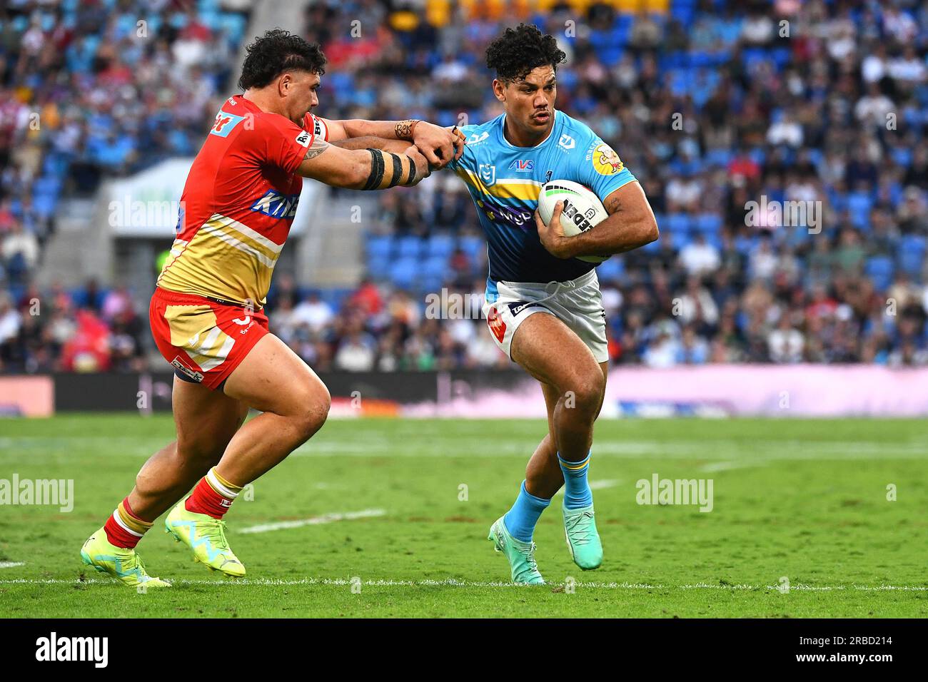 Gold Coast, Australia. 09th July, 2023. Brian Kelly of the Titans makes ...