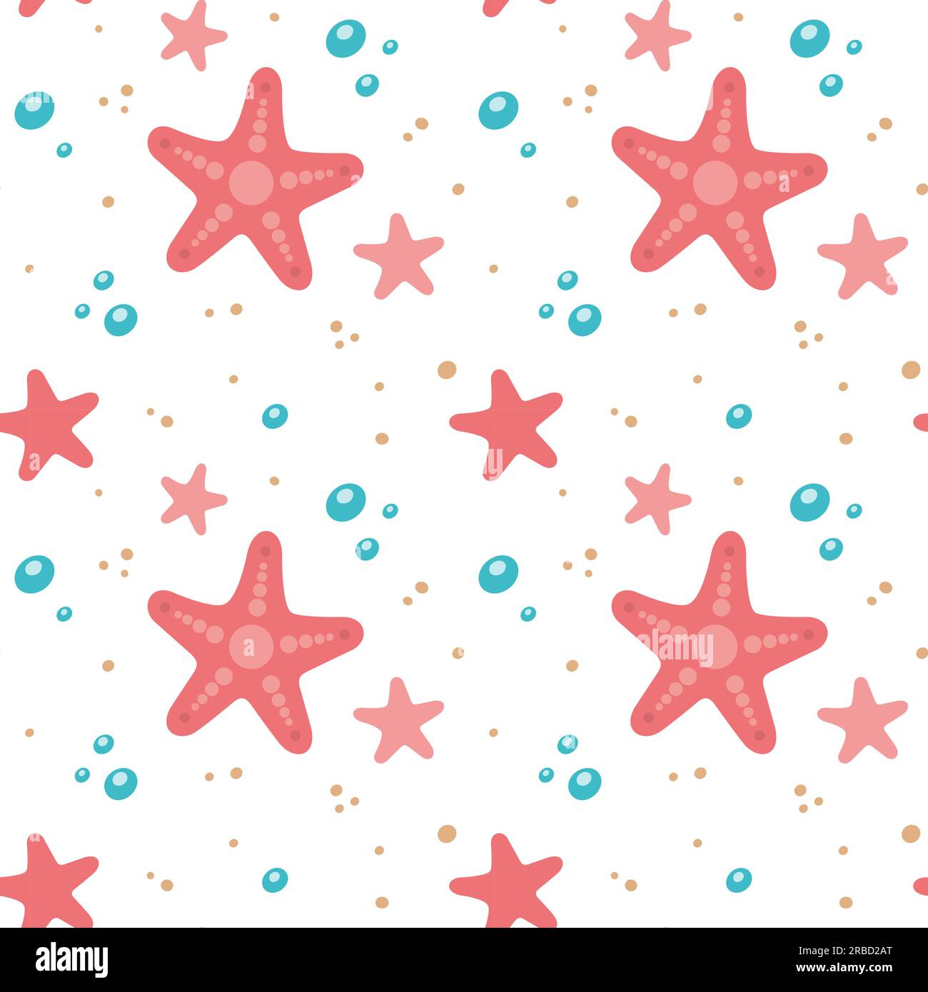 Cartoon cute Seamless pattern with starfish, sand, water drops is in ...