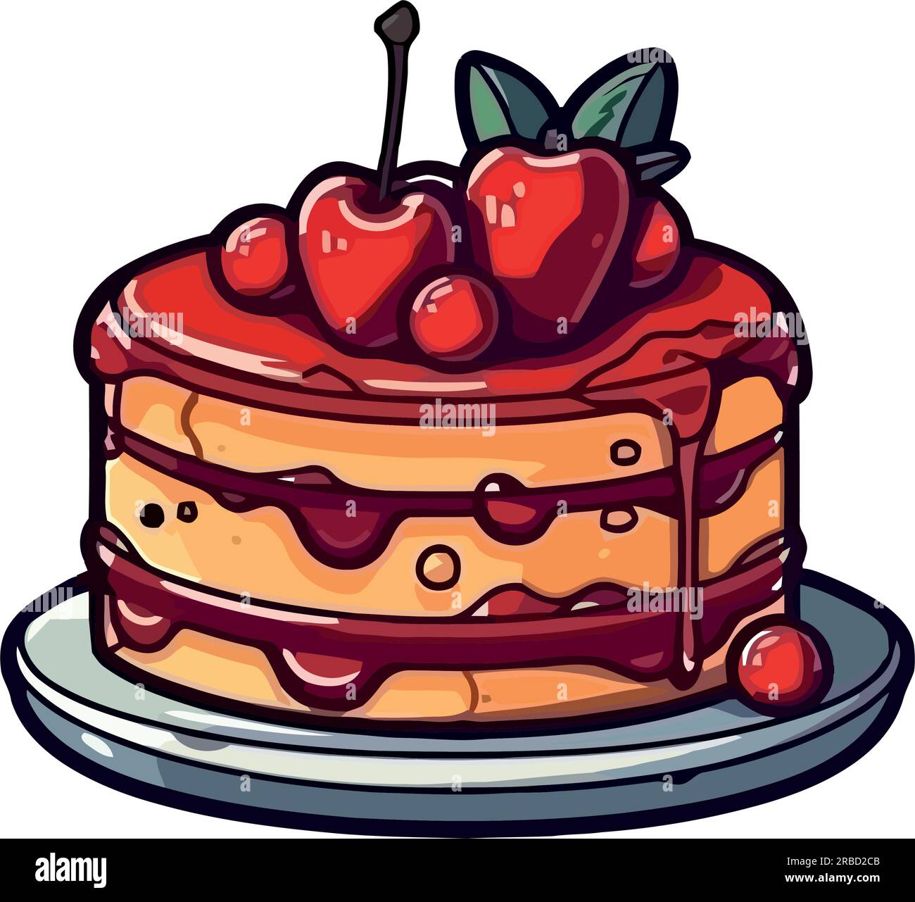 Sweet Berry Cheesecake Slice With Sauce Stock Vector Image And Art Alamy
