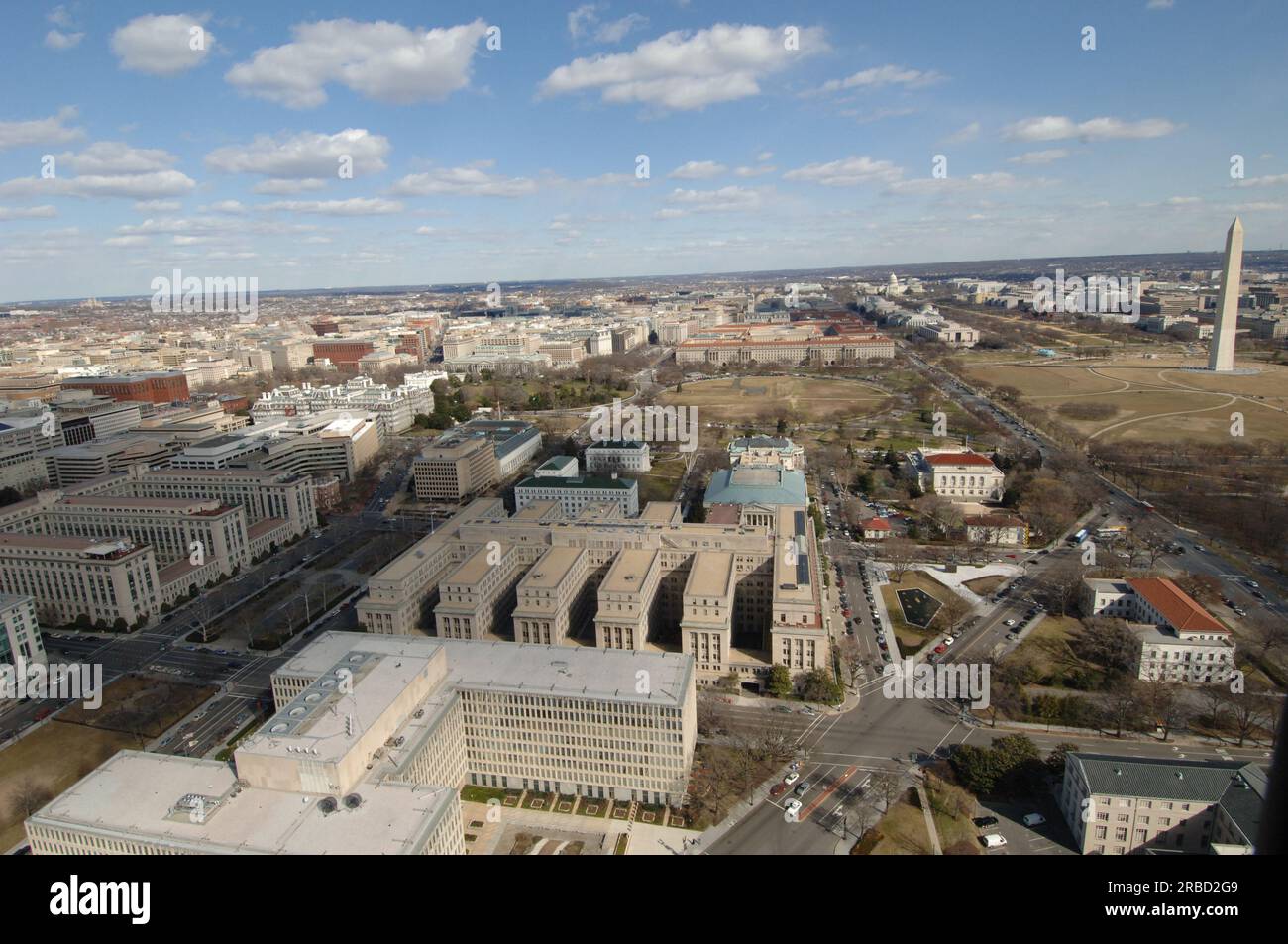 Aerial views of Main Interior, buildings and monuments in the vicinity ...