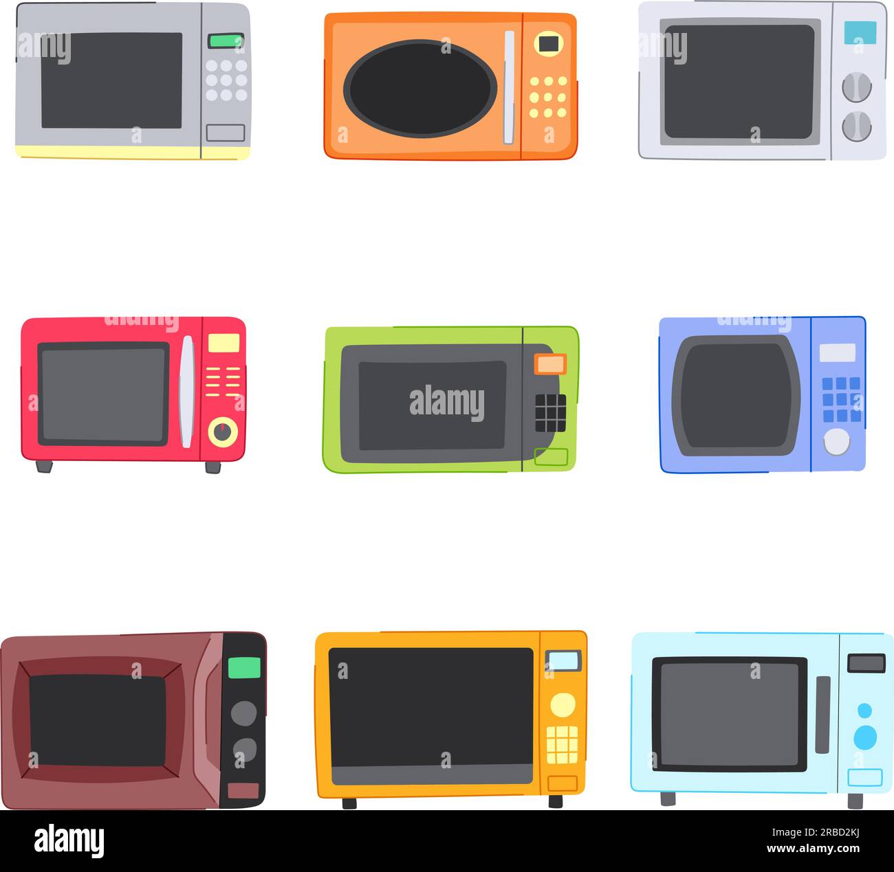 microwave oven set cartoon vector illustration Stock Vector Image & Art ...