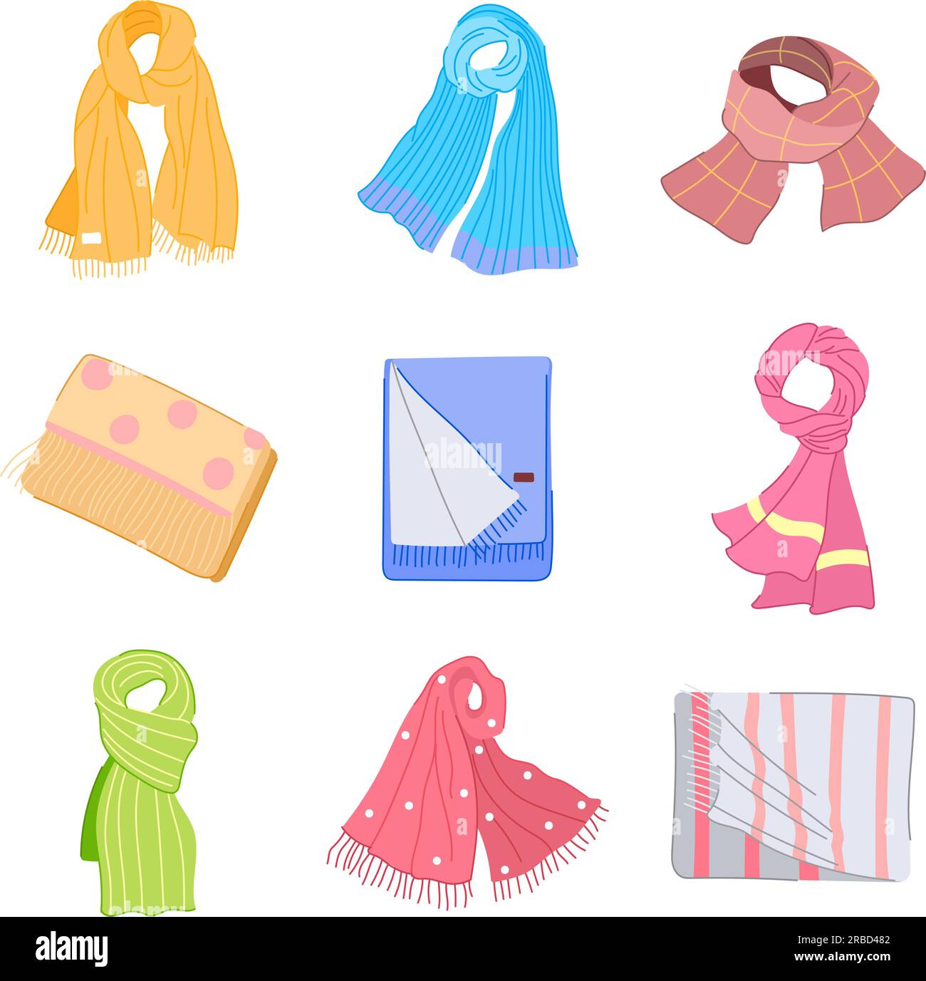 scarf women set cartoon vector illustration Stock Vector Image & Art ...
