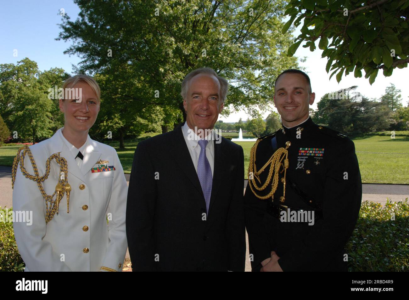 Secretary Dirk Kempthorne with Navy officer Kelly Finn far left and ...