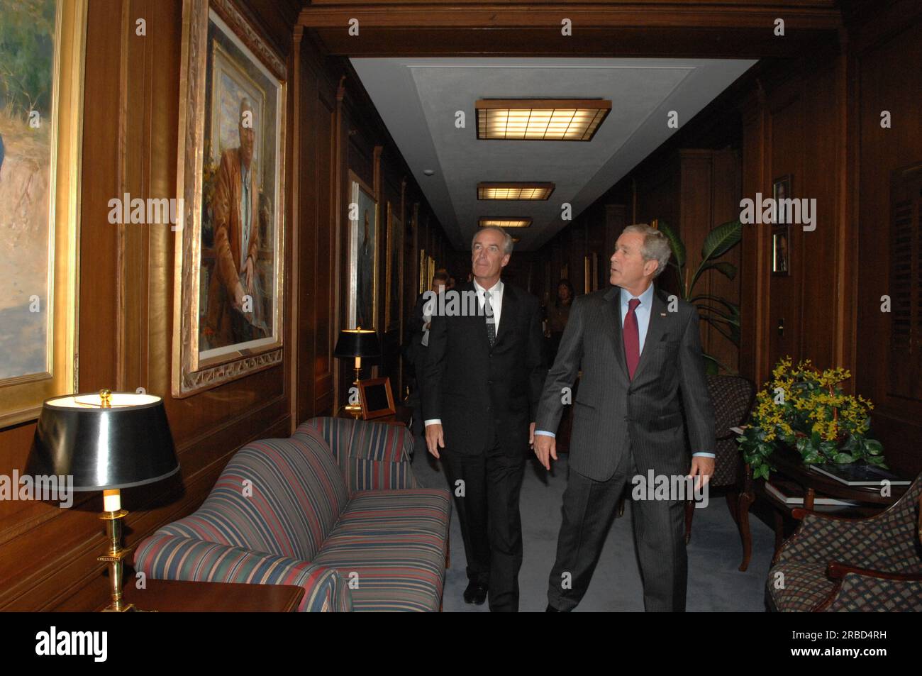 President George W. Bush touring offices in Main Interior, meeting ...