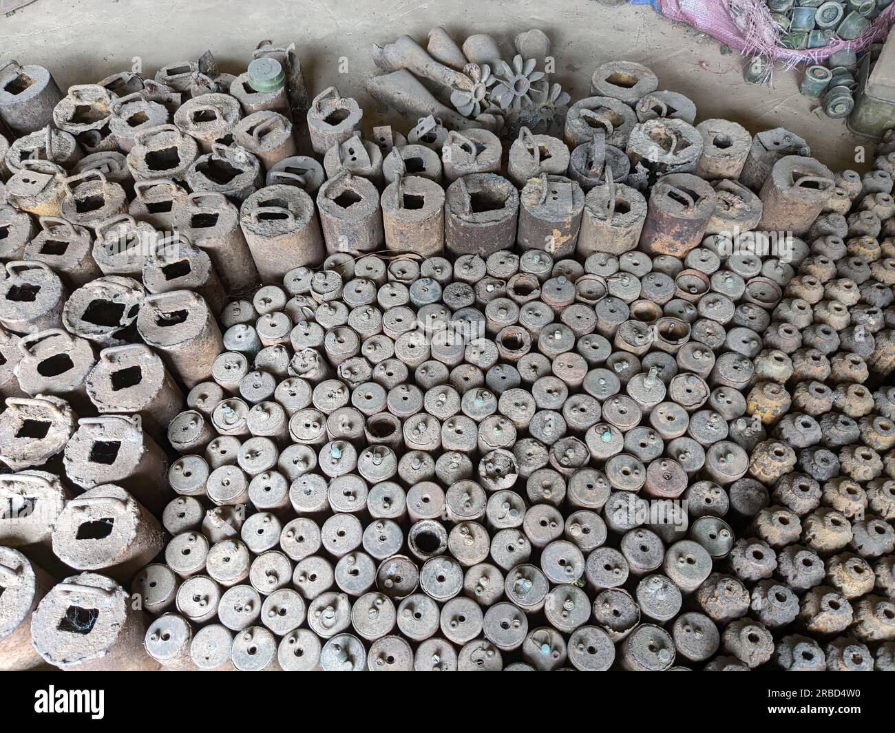 unexploded land mines and cluster bombs remains picked up all around ...