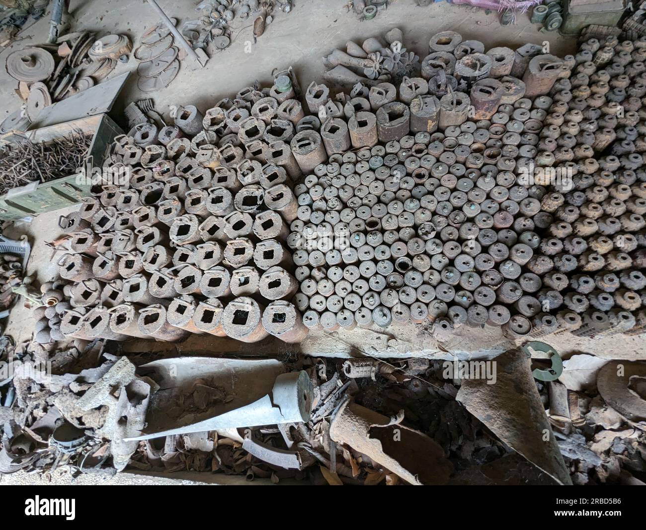 unexploded land mines and cluster bombs remains picked up all around ...