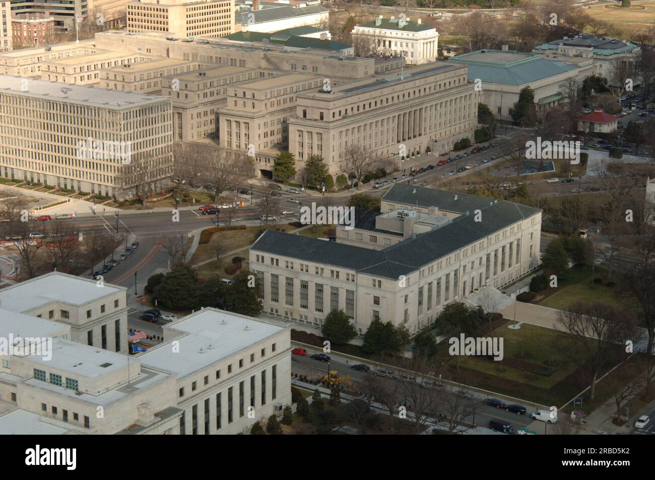 Aerial views of Main Interior, buildings and monuments in the vicinity ...