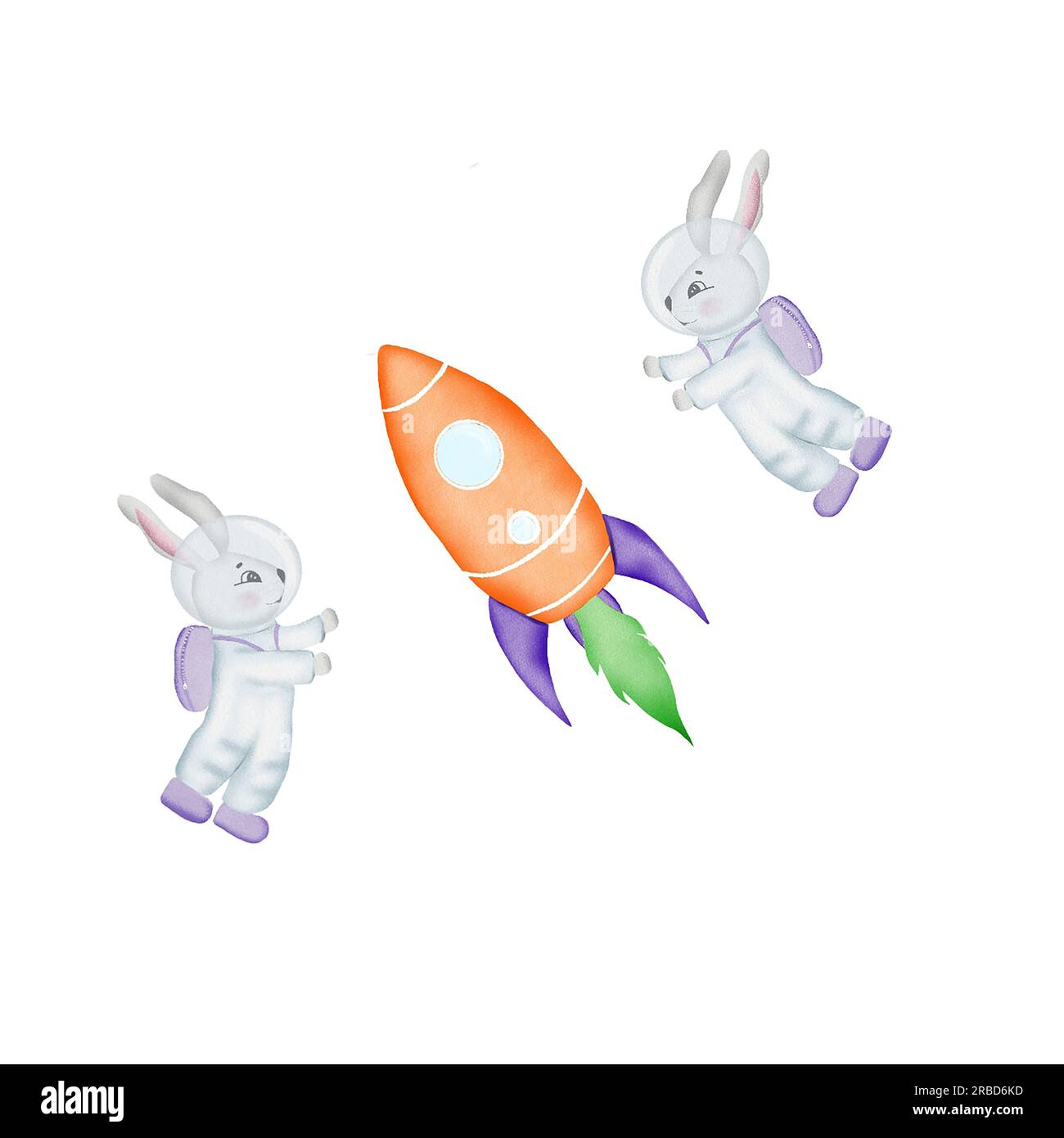 Space rocket childrens drawing on Cut Out Stock Images & Pictures - Alamy