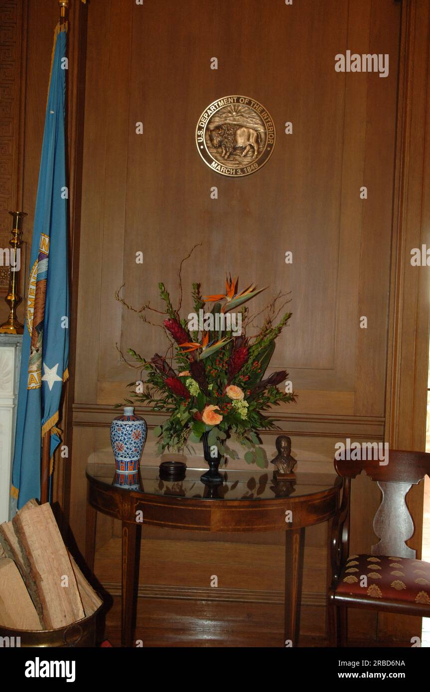 Furniture, decorations in and around Secretary's office, Main Interior ...