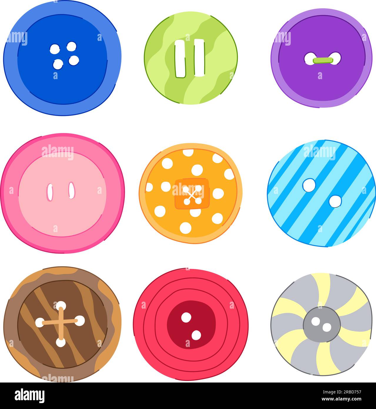 sewing button set cartoon vector illustration Stock Vector Image & Art ...