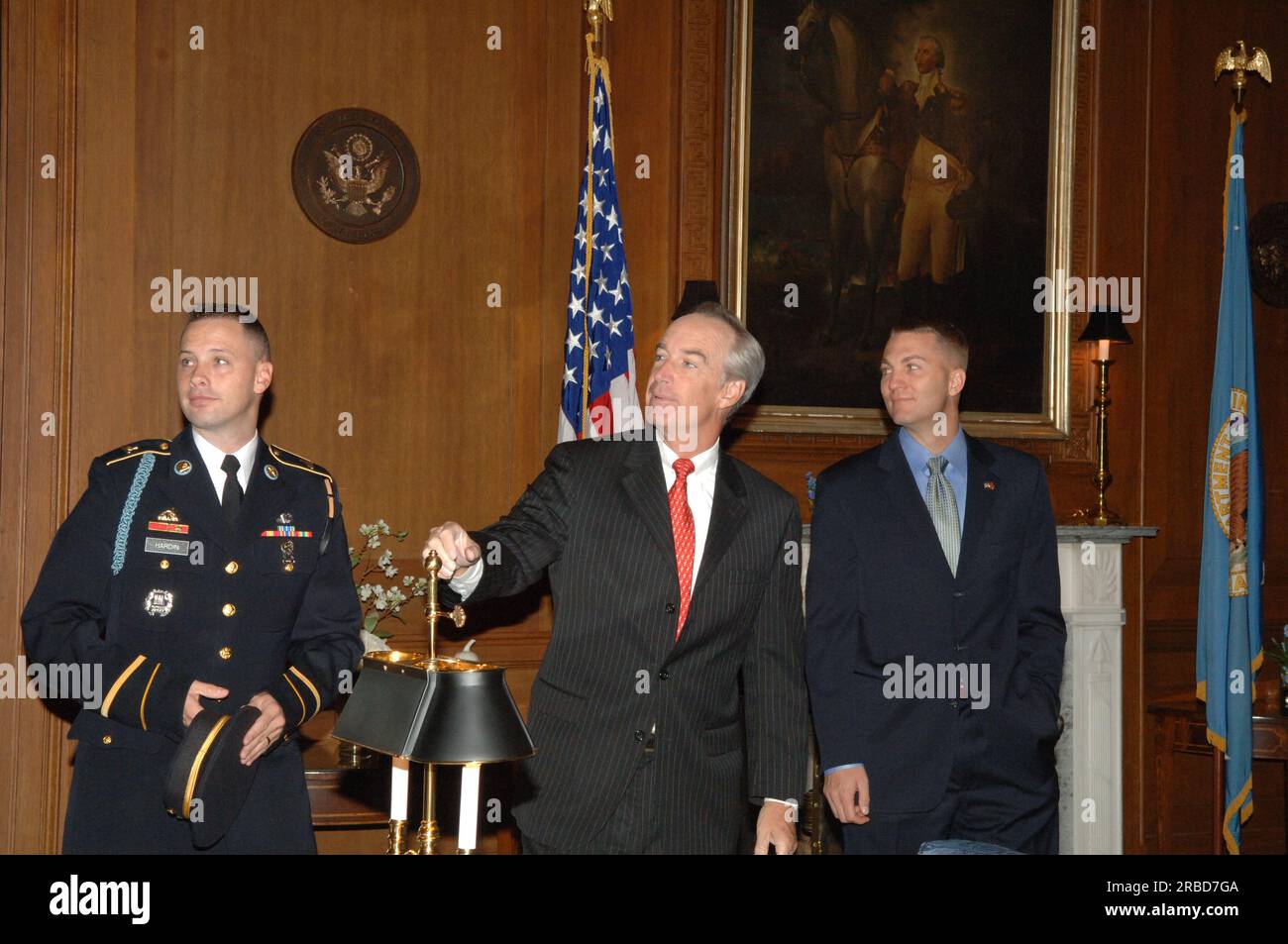 Secretary Dirk Kempthorne at Main Interior with Marine Corps officer ...