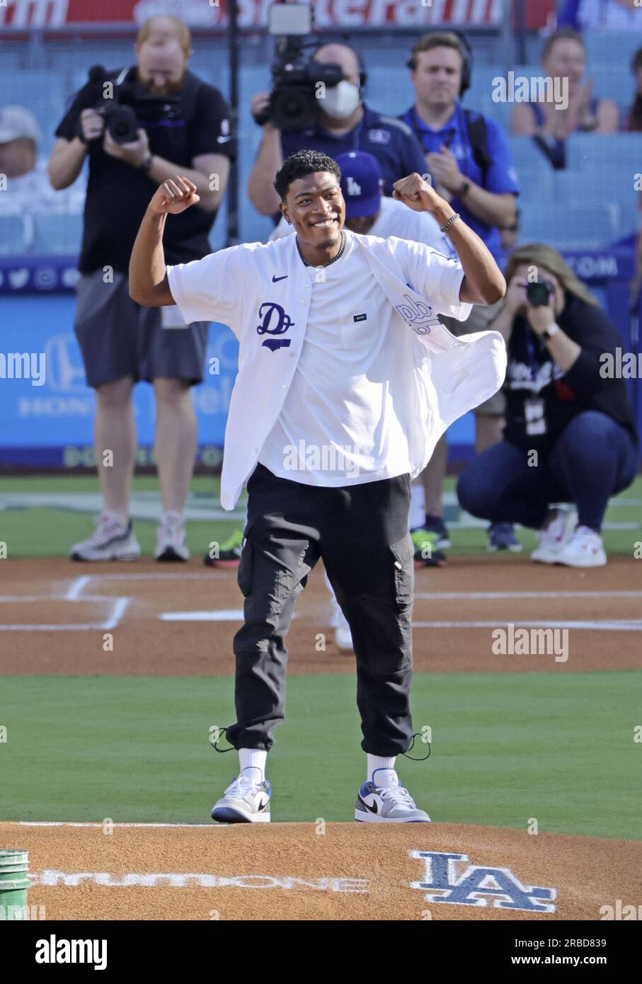 Rui Hachimura of the NBA's Los Angeles Lakers shows his excitement ...