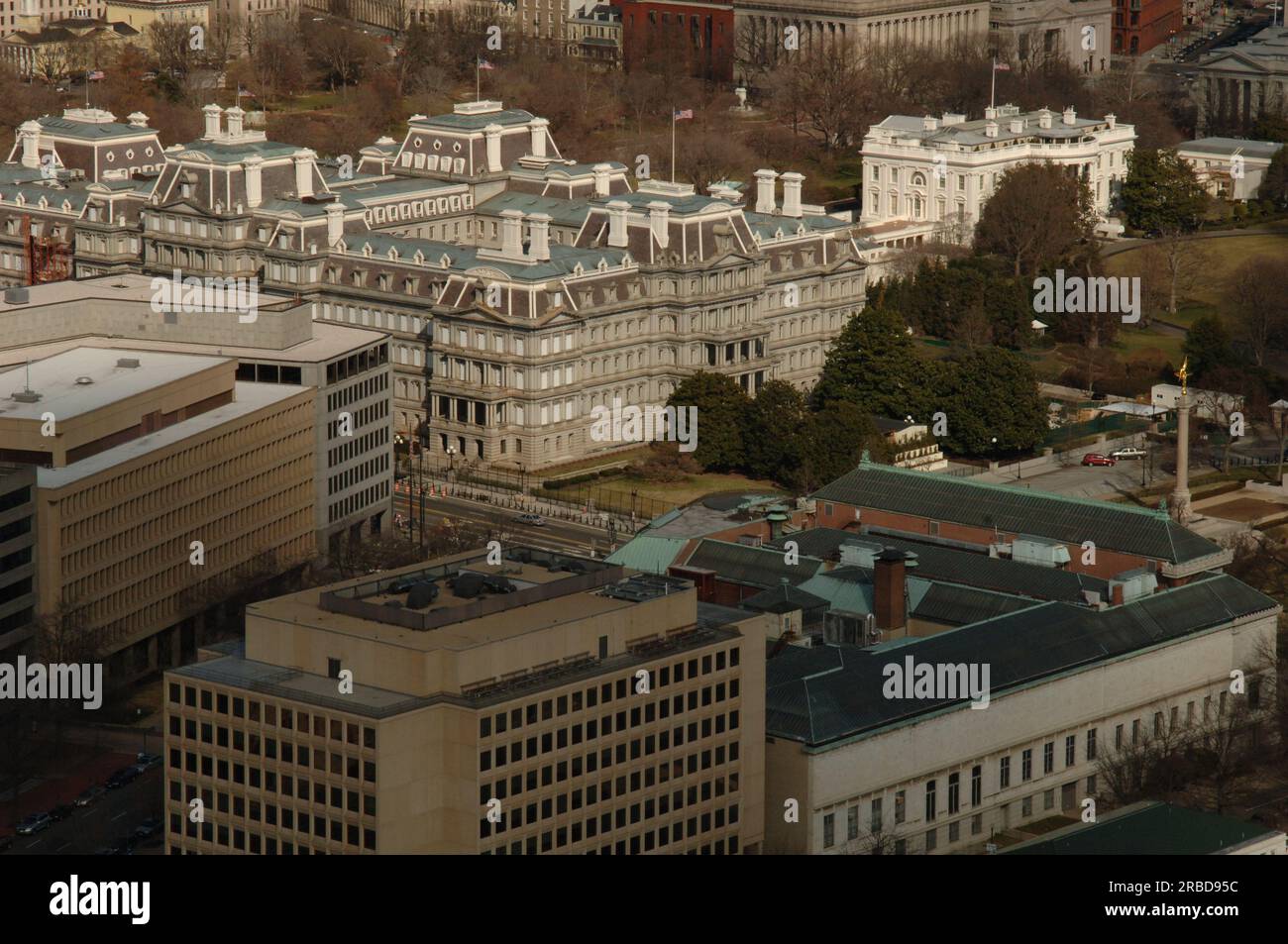 Aerial views of Main Interior, buildings and monuments in the vicinity ...