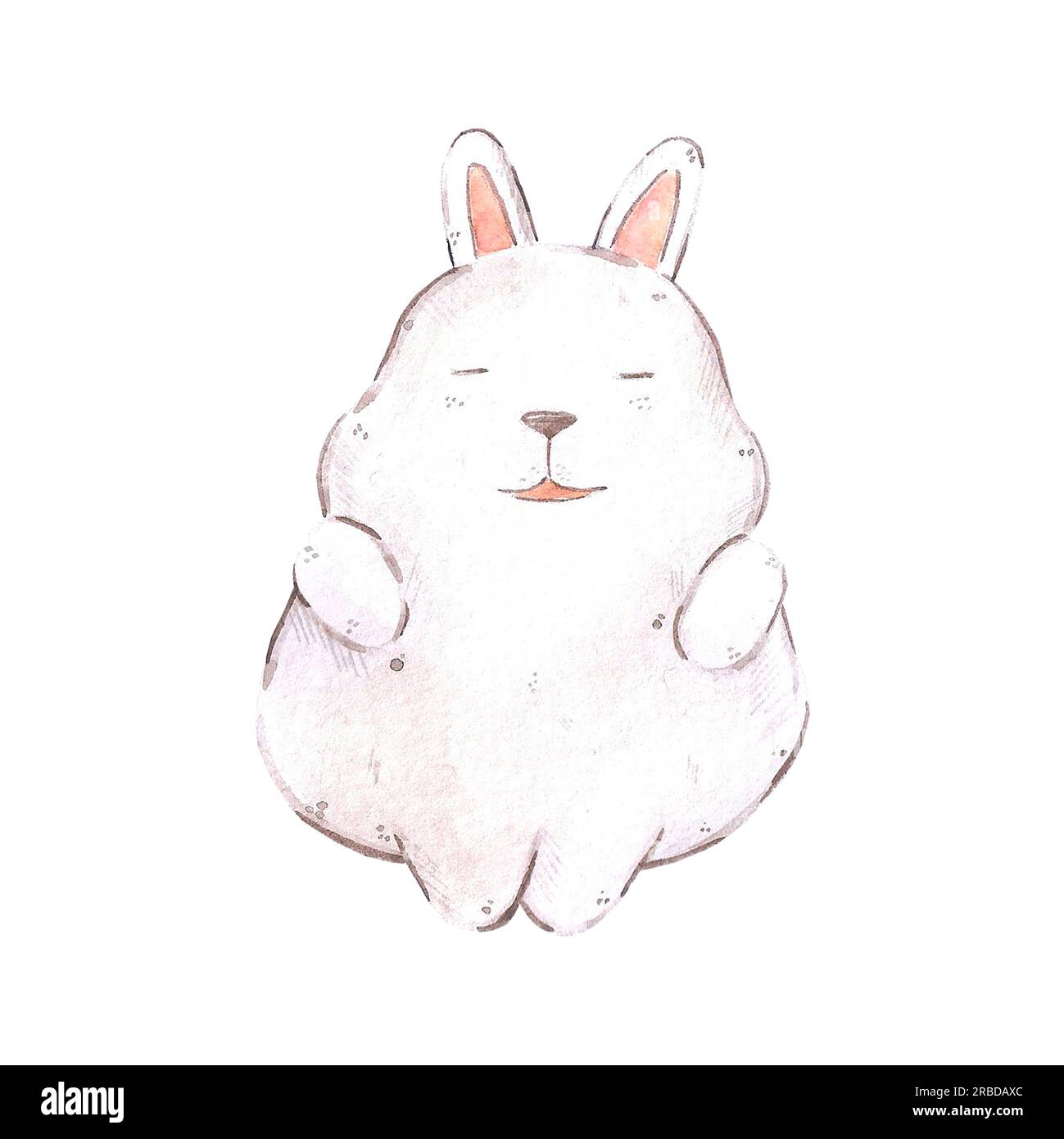 Handdrawn watercolor grey rabbit for children's textile. Isolated on ...