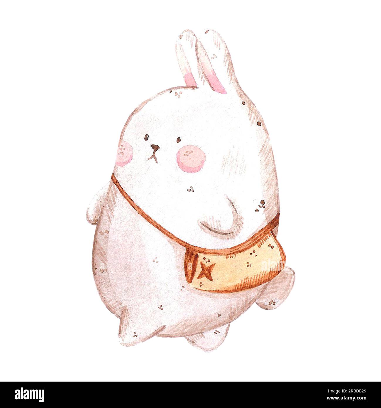 Handdrawn watercolor grey rabbit for children's textile. Isolated on ...