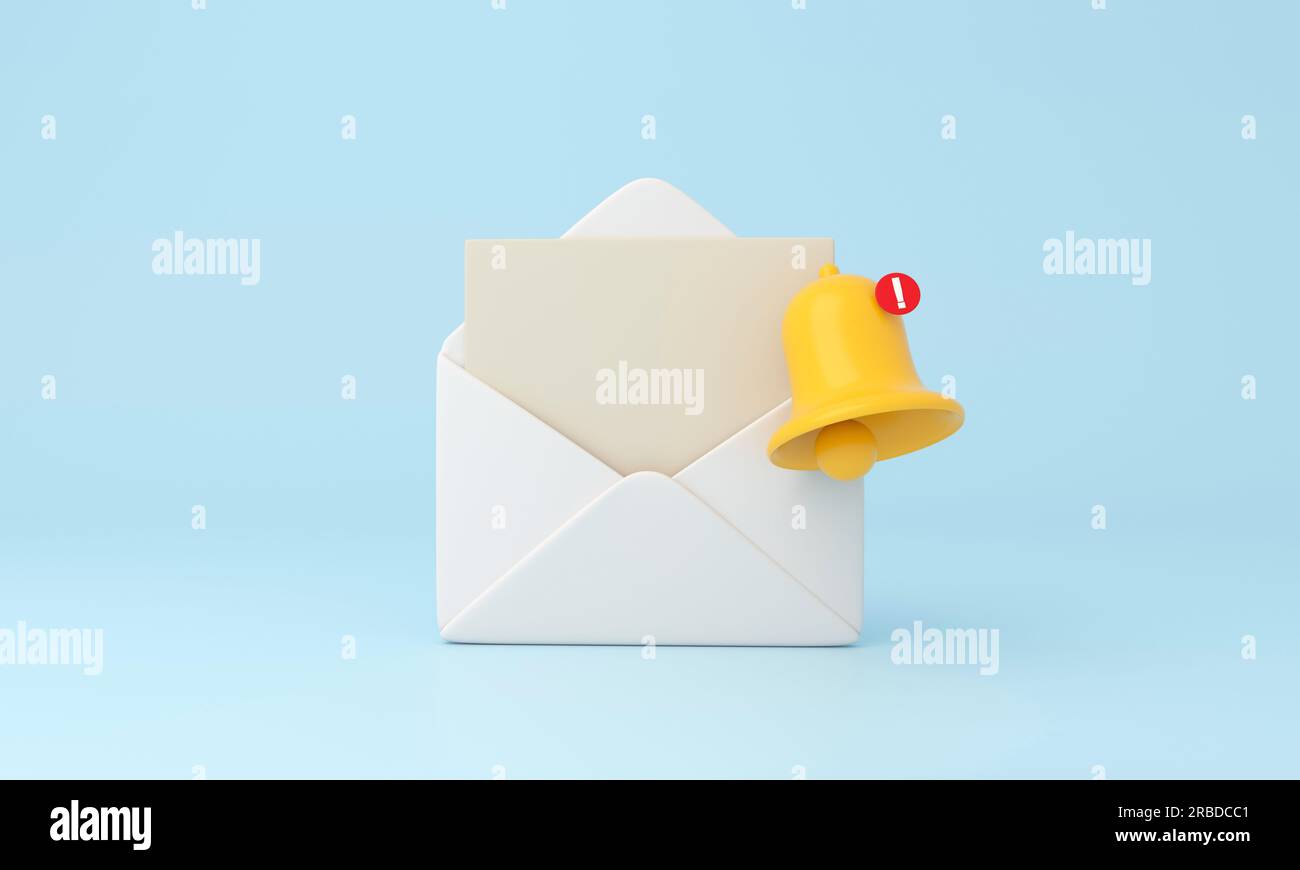 Envelope mail and notification bell icon. New mail notification. Notice ...