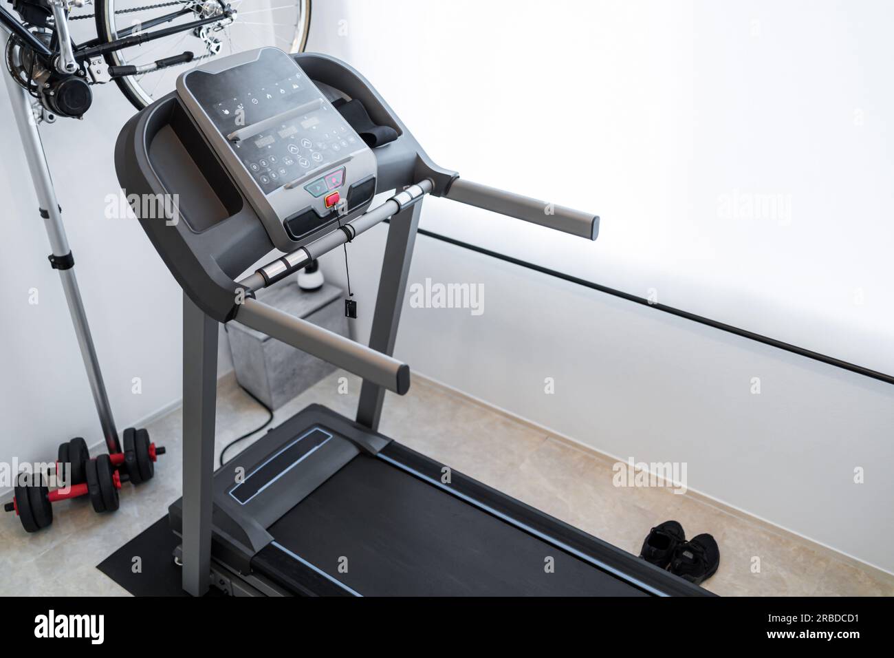 Treadmill in home training room Stock Photo - Alamy