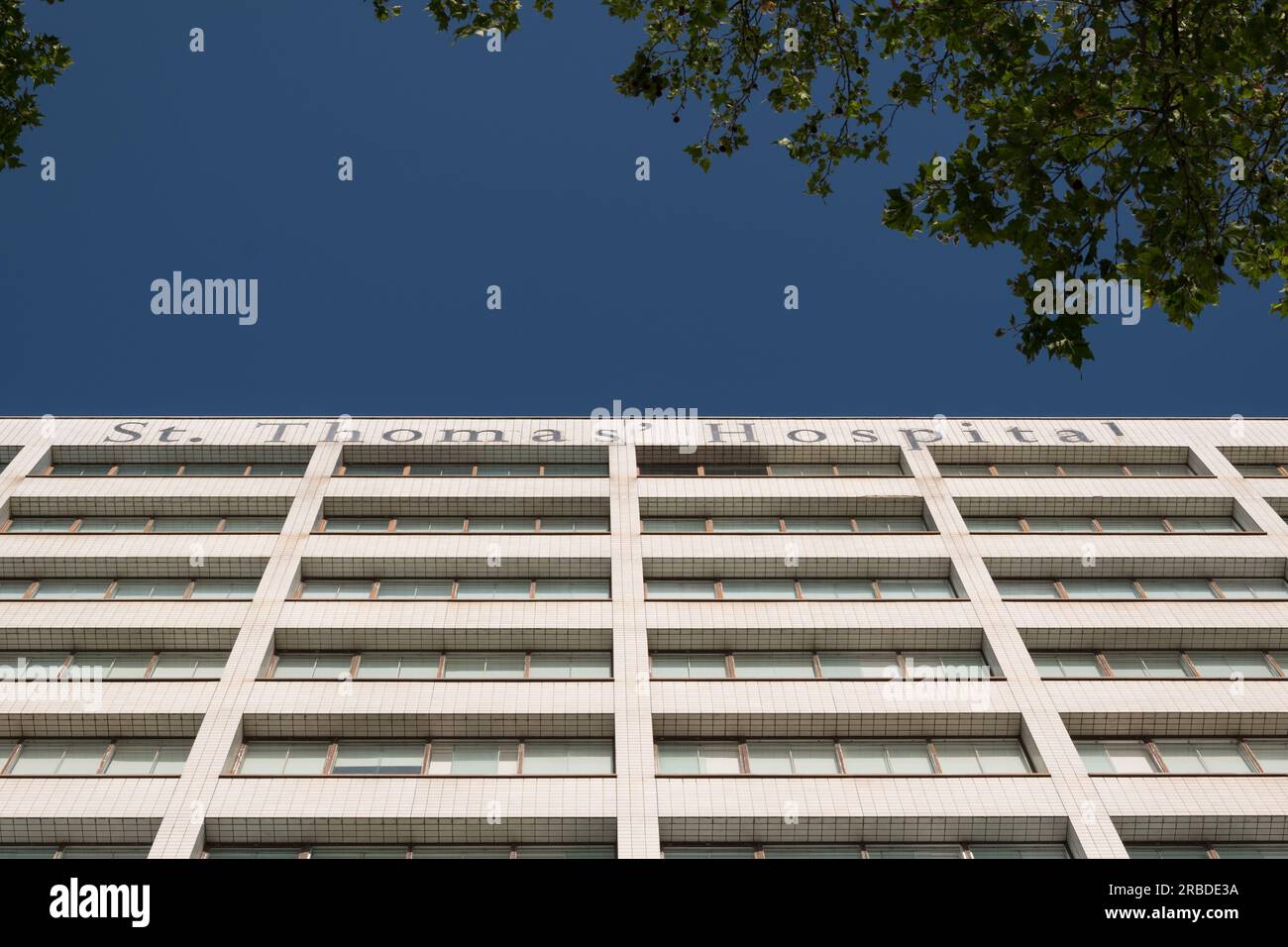 The exterior of St Thomas' Hospital South Wing building and lettering ...