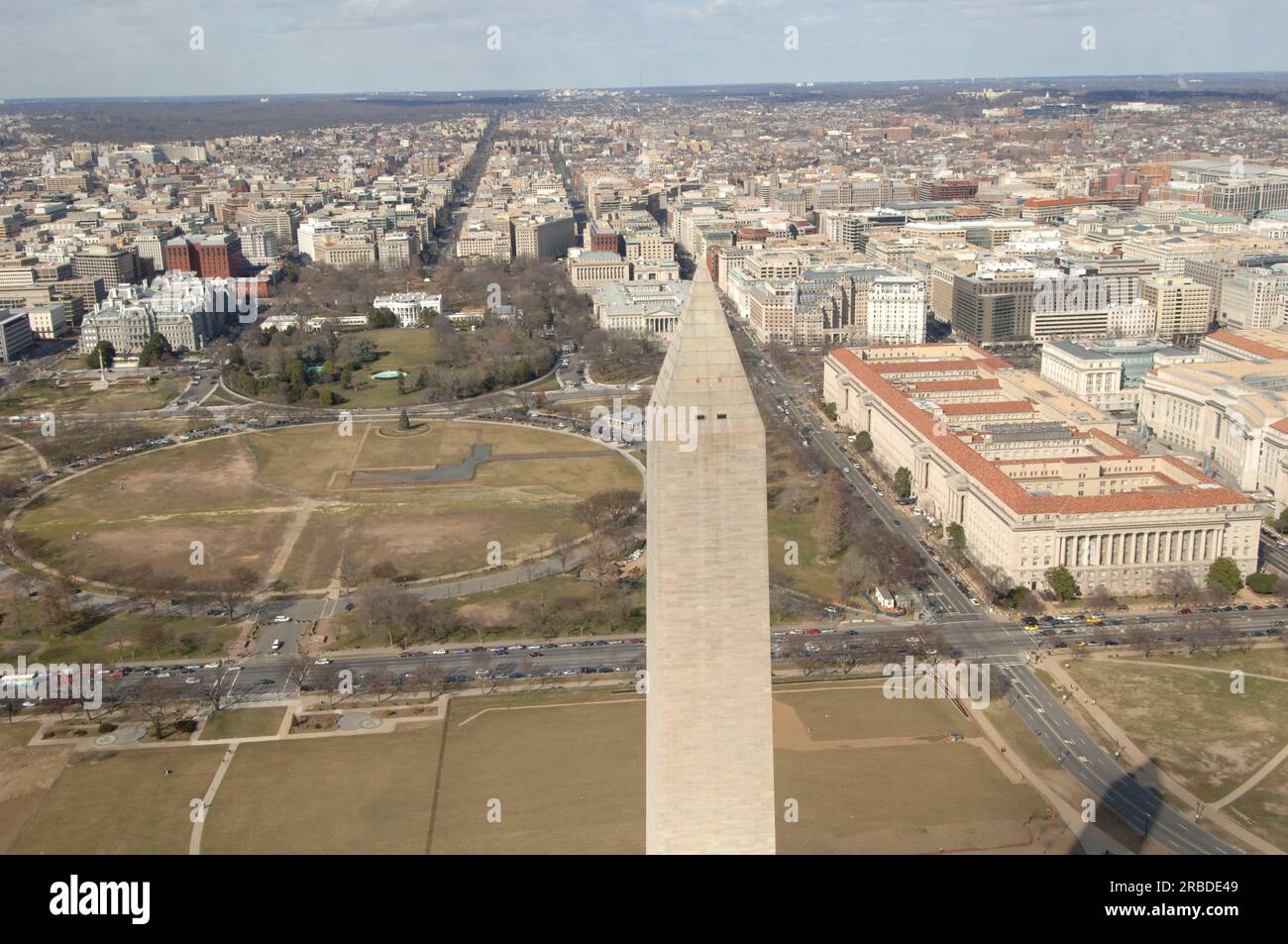 Aerial views of Main Interior, buildings and monuments in the vicinity ...
