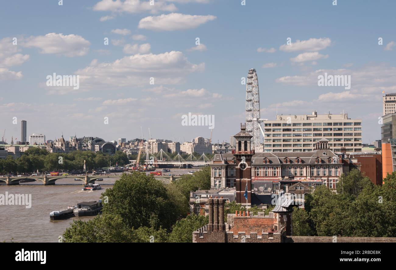 Rooftop view of the River Thames and Westminster Bridge from Lambeth ...