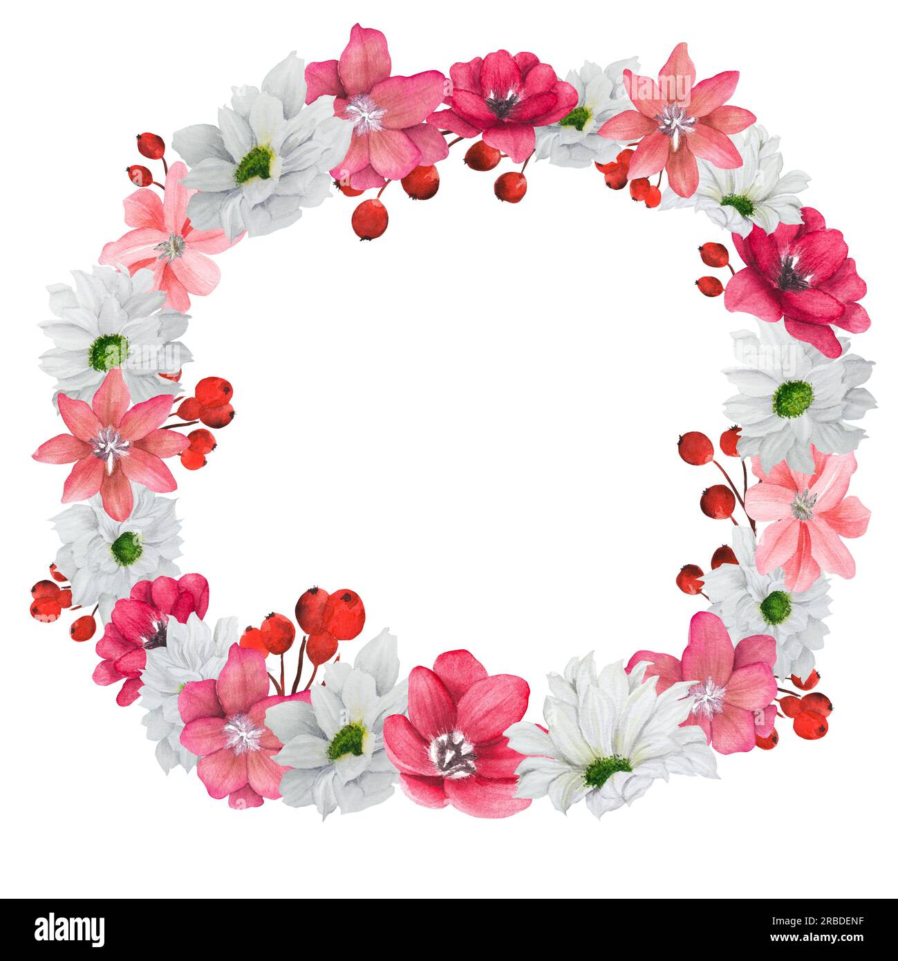 Drawing red wreath frame Cut Out Stock Images & Pictures - Alamy