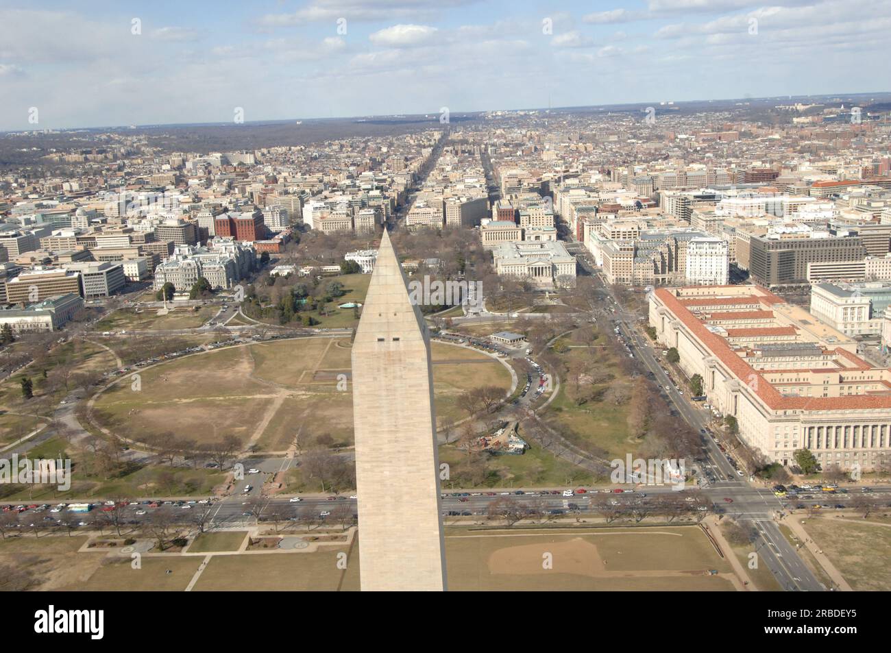 Aerial views of Main Interior, buildings and monuments in the vicinity ...