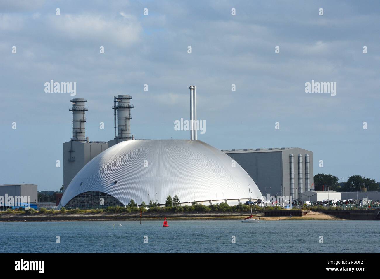 Giant silver dome near Southampton. Waste management plant Stock Photo ...