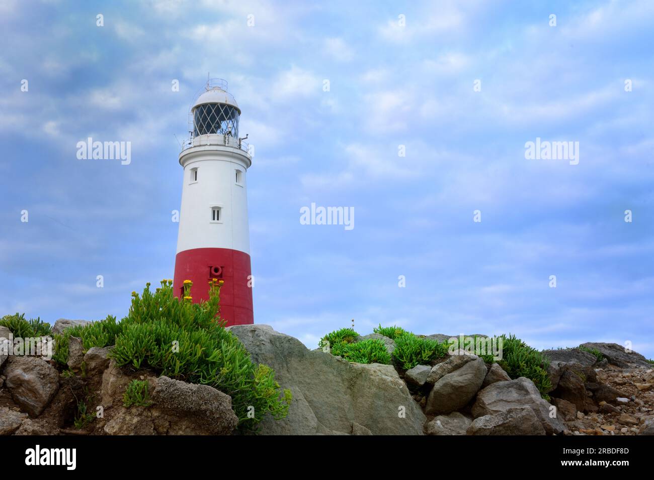 Portland Bill red and white Lighthouse Stock Photo - Alamy