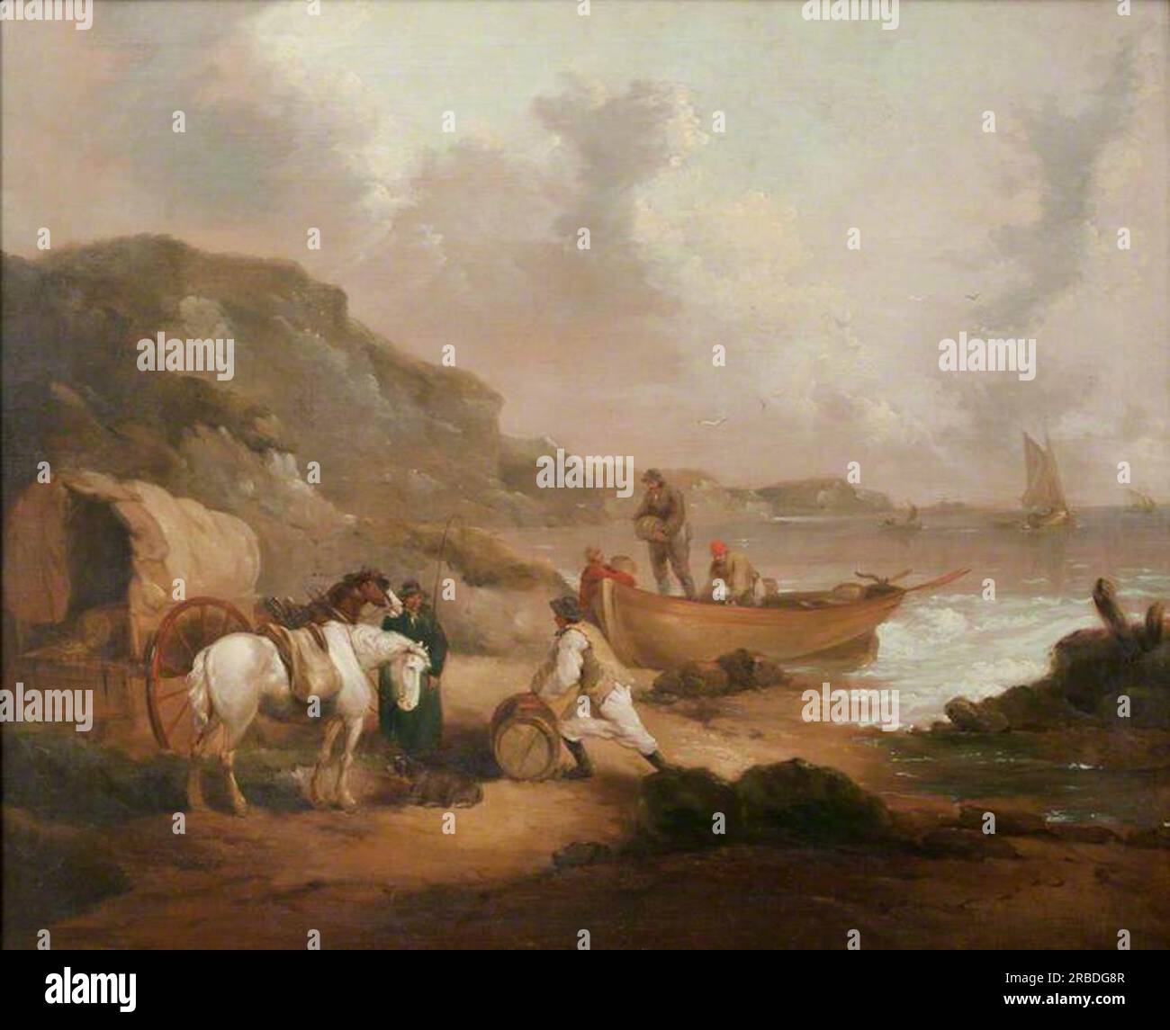 Smugglers on a Beach by George Morland Stock Photo - Alamy