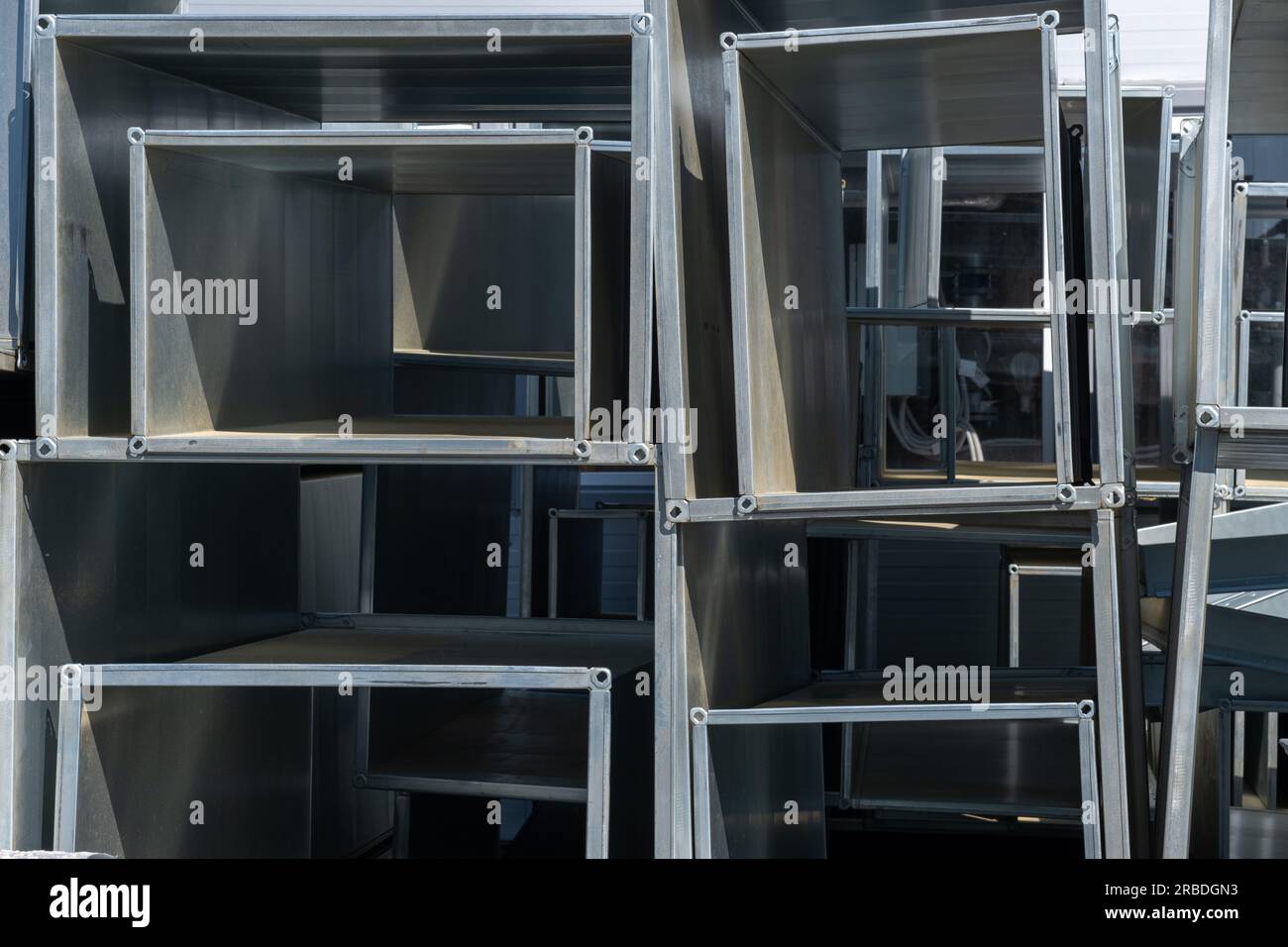 Rectangular sheet metal duct in industrial production warehouse ...