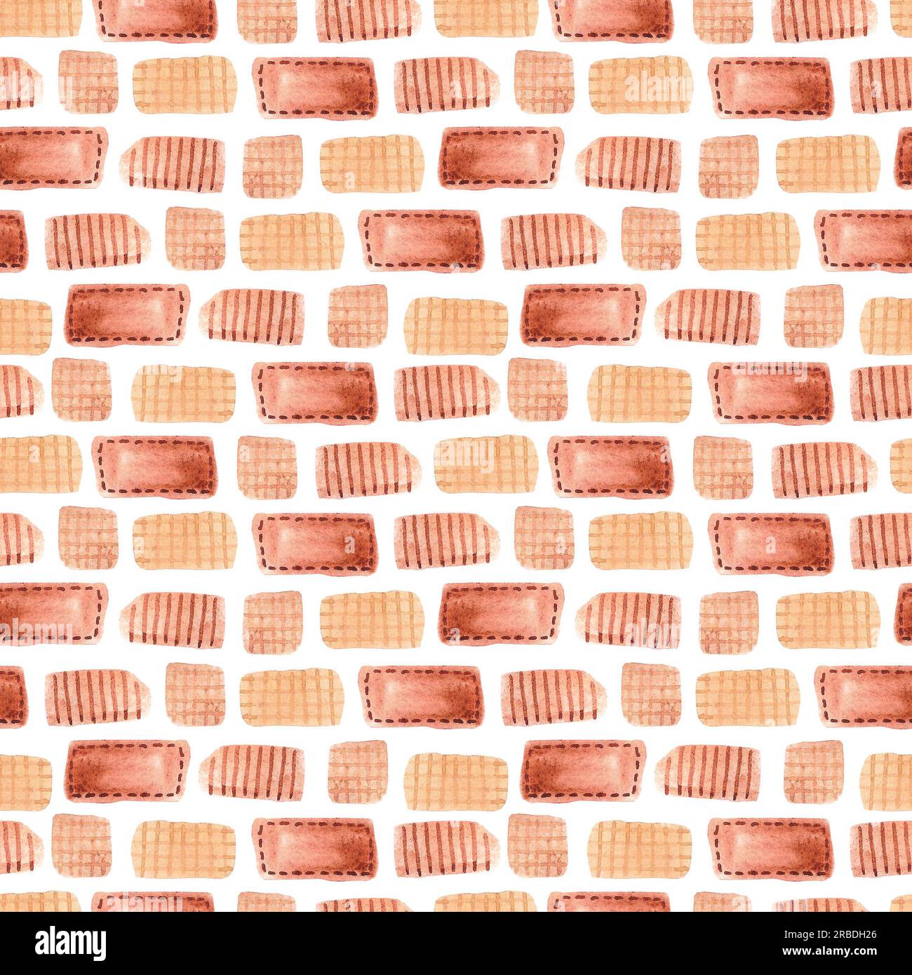 Hand drawn watercolor brown patches seamless pattern. Isolated on white ...