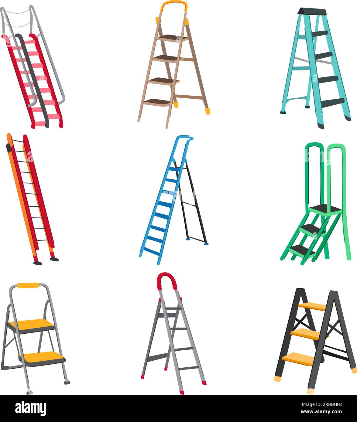 step ladder set cartoon vector illustration Stock Vector Image & Art ...