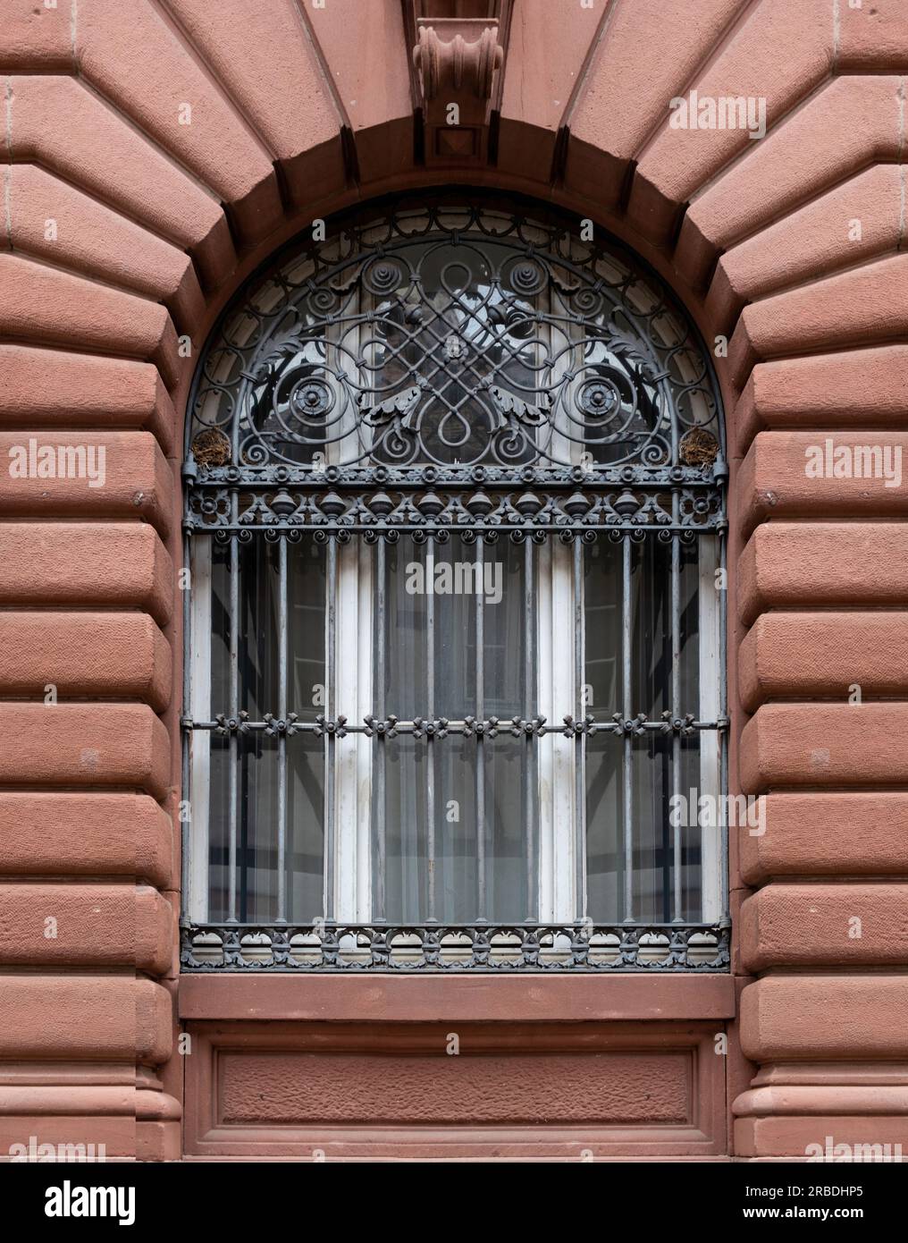Traditional German architecture. Wrought iron, black ornament window ...
