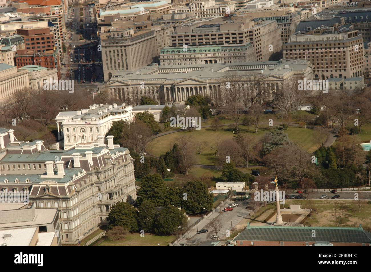 Aerial views of Main Interior, buildings and monuments in the vicinity ...