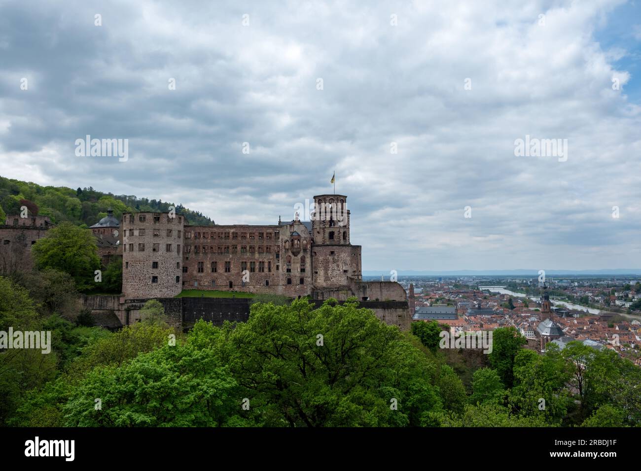 Germany, aerial view of Heidelberg traditional city next to Neckar ...