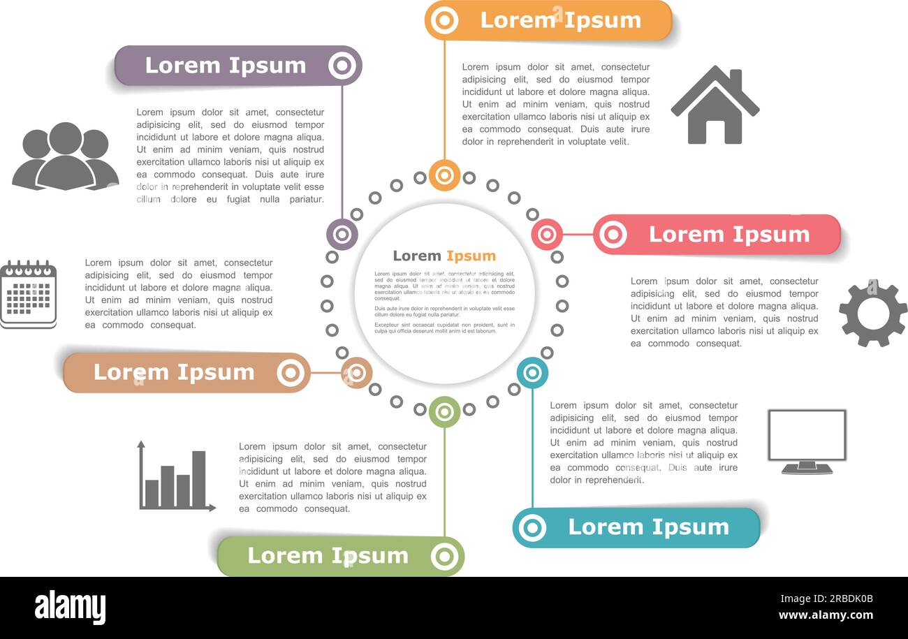 Circle flow chart six elements Stock Vector Images - Alamy